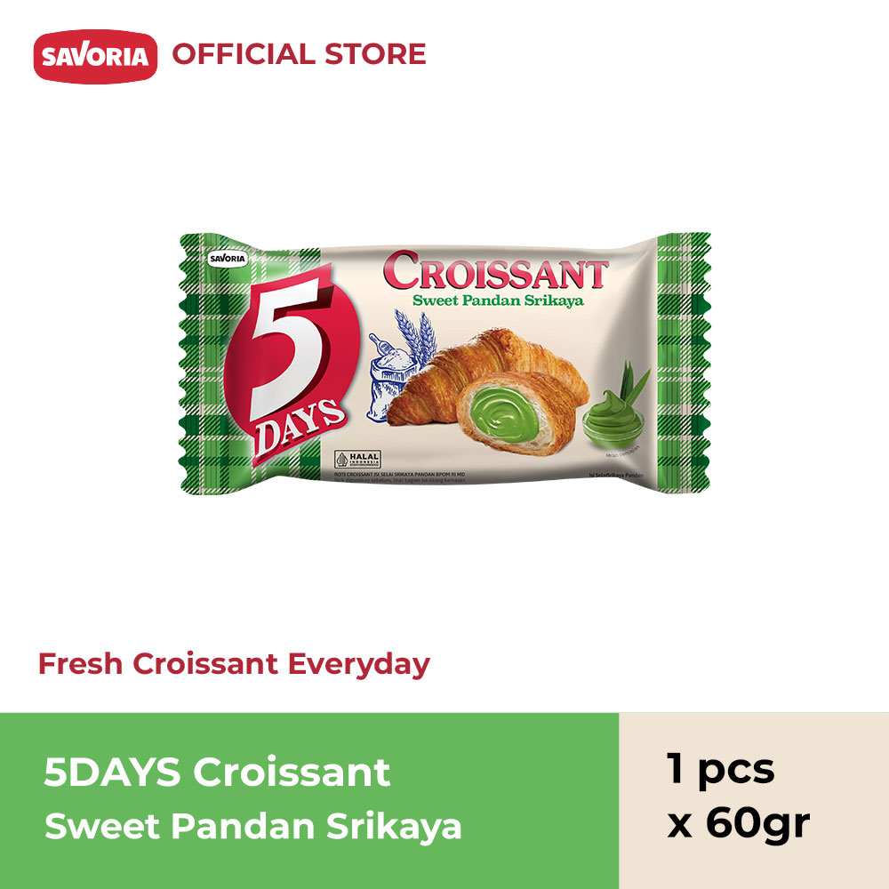 Jual 5 Days Croissant Pandan Srikaya - Roti Croisant Isi Pandan Srikaya ...
