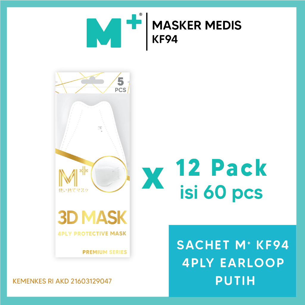 Jual Sachet M+ KF94 Earloop 3D mask (12 Pack) | Shopee Indonesia