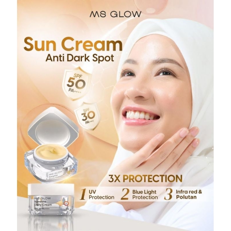 Jual Sunwhite Daily Cream SPF 50 PA++++ 12 gr MS GLOW BARCODE | Shopee ...