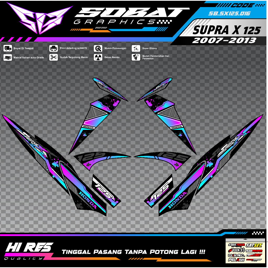 Jual STRIPING SUPRA X 125 - STICKER STRIPING VARIAN GABUNGAN WARNA ...