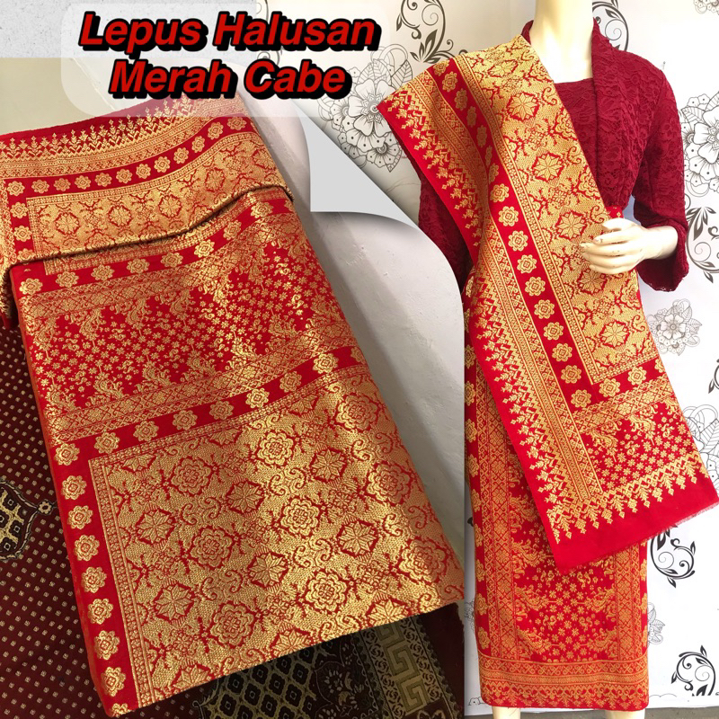 Jual SONGKET LEPUS HALUSAN MERAH CABE GEBENG ASLI TENUN TANGAN PALEMBANG | Shopee Indonesia