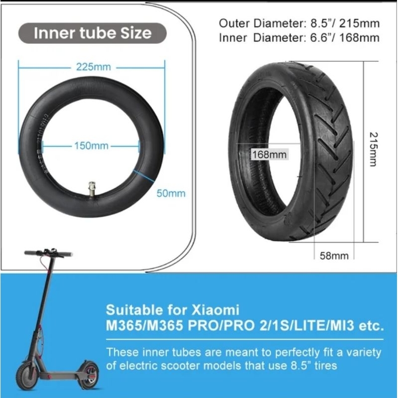 Jual Ban dalam skuter listrik Xiaomi Ukuran 8.5 x 2 inch High Quality Inner Tube Scooter Listrik ...
