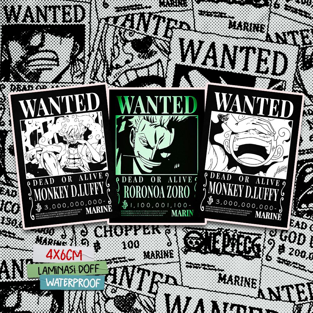 Jual Sticker One Piece Luffy Zoro Wanted Black White | Shopee Indonesia