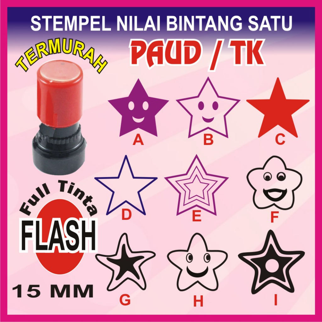 Jual Stempel Nilai Bintang PAUD TK SD || Lunas Dll || Otomatis Flash ...