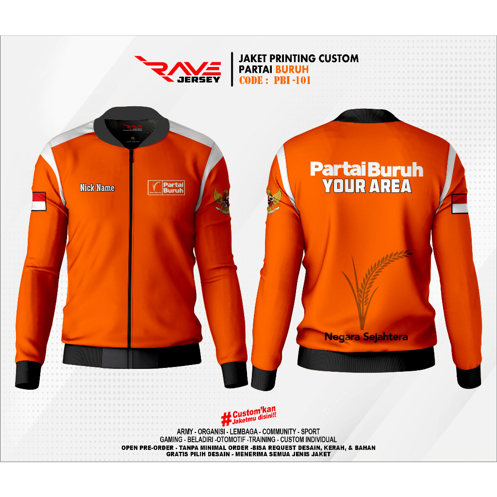 Jual JAKET PARTAI BURUH FULL PRINTING SUBLIM CUSTOM (DESAIN SUKA SUKA ...