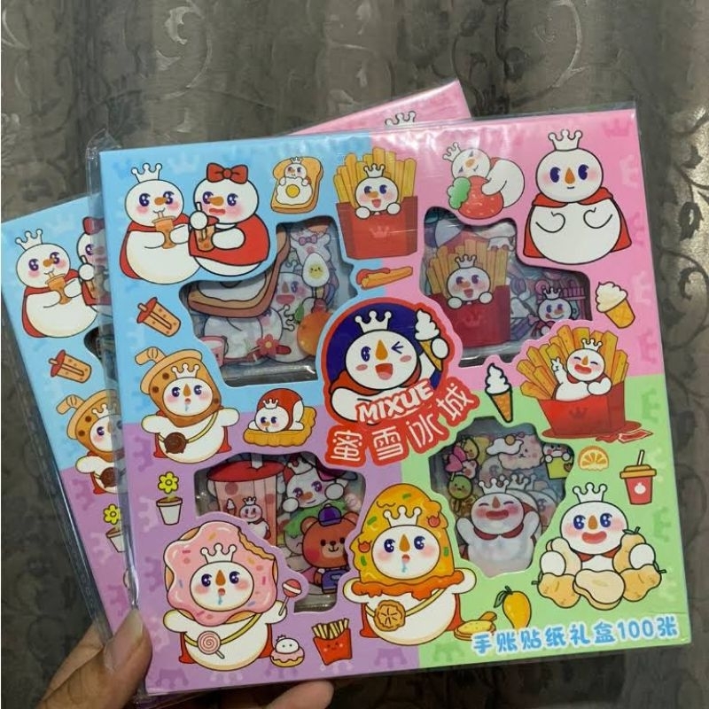 Jual stiker mixue and momo rainbow 4 warna,1 box isi 100 lembar ...