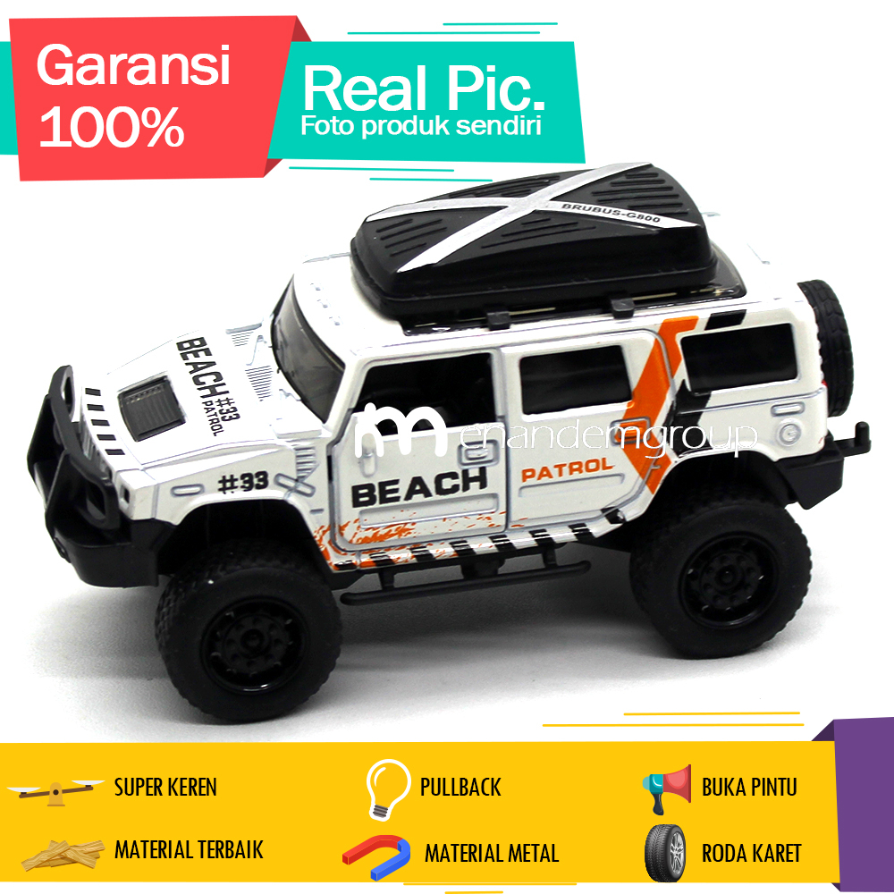 Jual Diecast Mainan Mobil SUV Miniatur Jeep Beach Patrol Pullback Besi ...