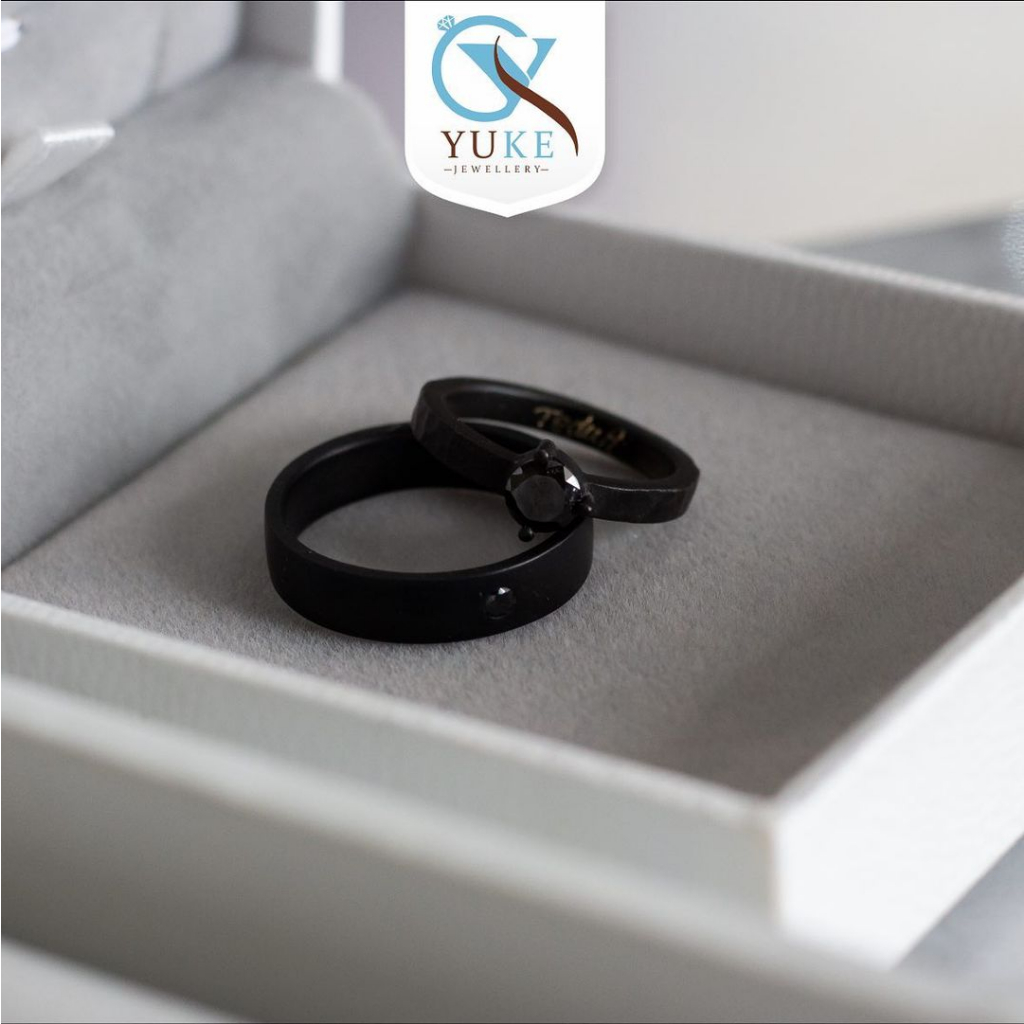 Jual Cincin Kawin Emas Dan Perak Full Black With Onyx Stone Cincin ...