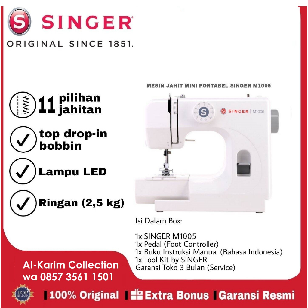 Jual MESIN JAHIT PORTABLE MURAH UNTUK PEMULA SINGER M1005 | Shopee Indonesia