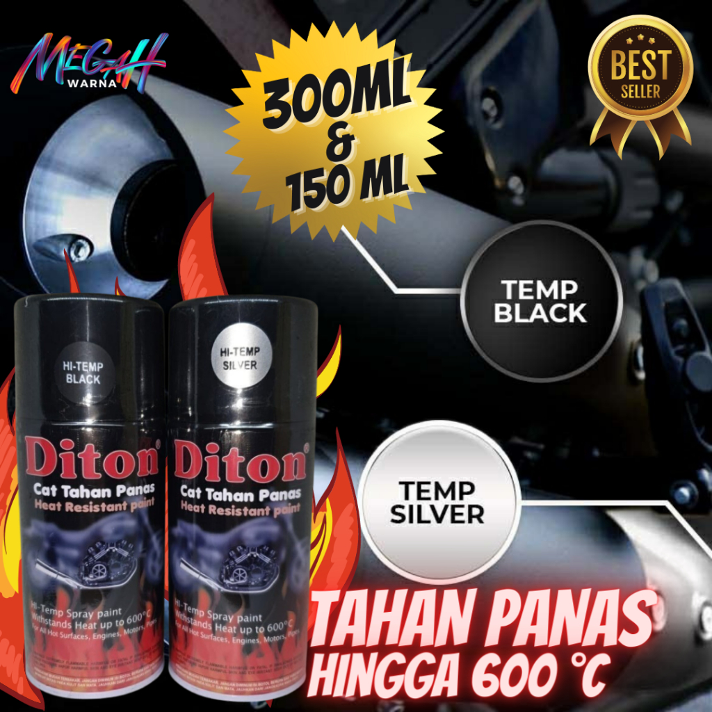 Jual Cat Pilox DITON Knalpot Anti Panas HiTemp Hi Temp Black & Silver 300cc | Shopee Indonesia