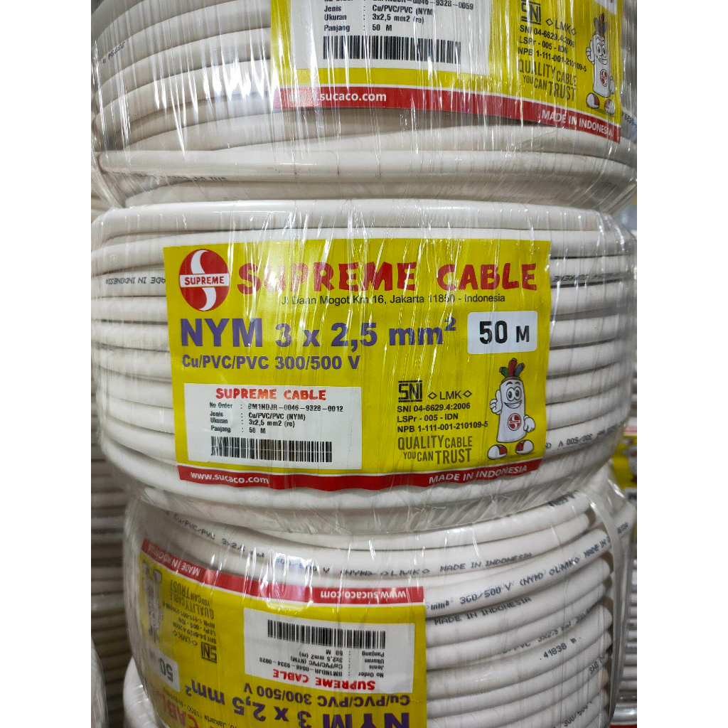 Jual Kabel Listrik NYM Supreme 3x2.5 50MTR ROLL Kabel Supreme NYM 3x2,5 50 Meter Per ROLL ...