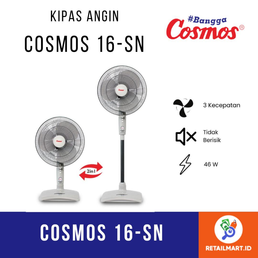 Jual COSMOS : 16-SN/16-SEN/16-SNQ STAND FAN / KIPAS ANGIN BERDIRI TWINO 2IN1 16 INCH (2 FUNGSI ...