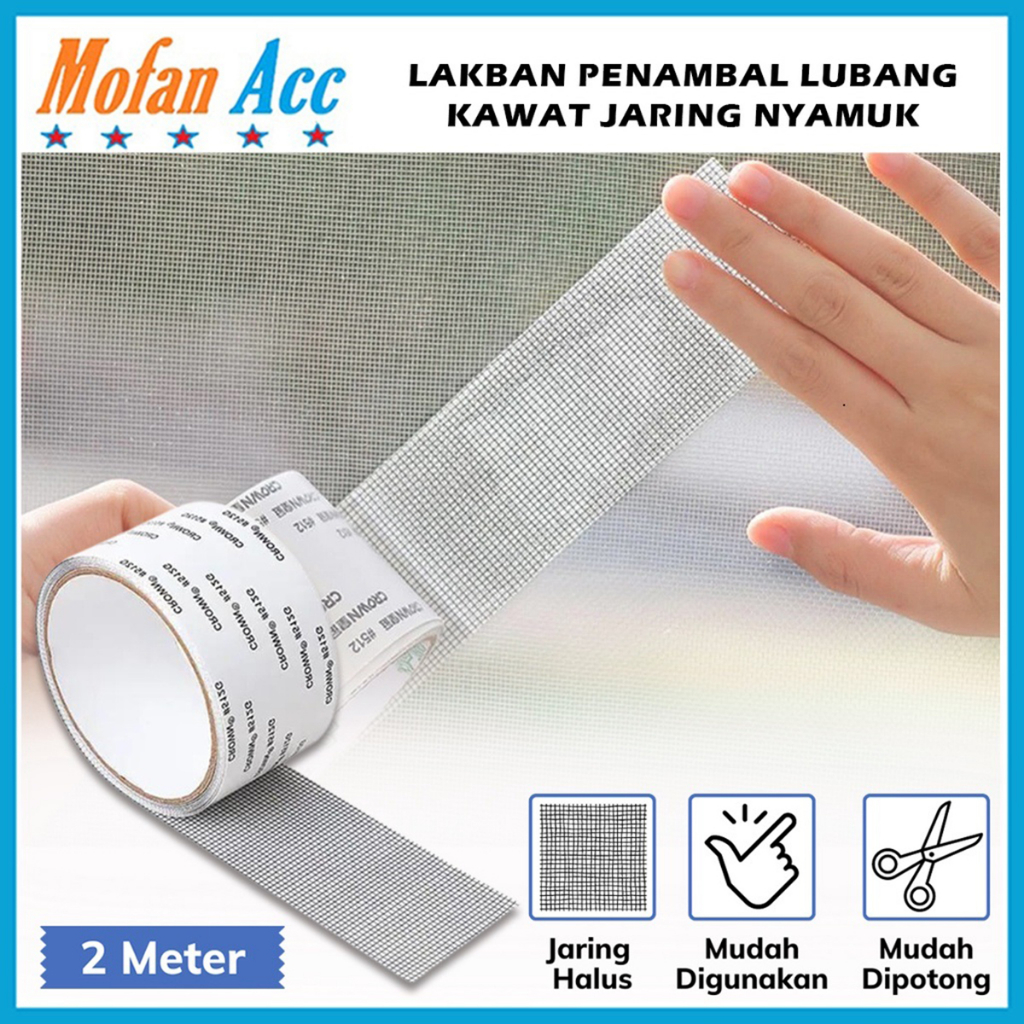 Jual Lakban Penambal Lubang Kawat Jaring Nyamuk 2 Meter Tape Repair ...