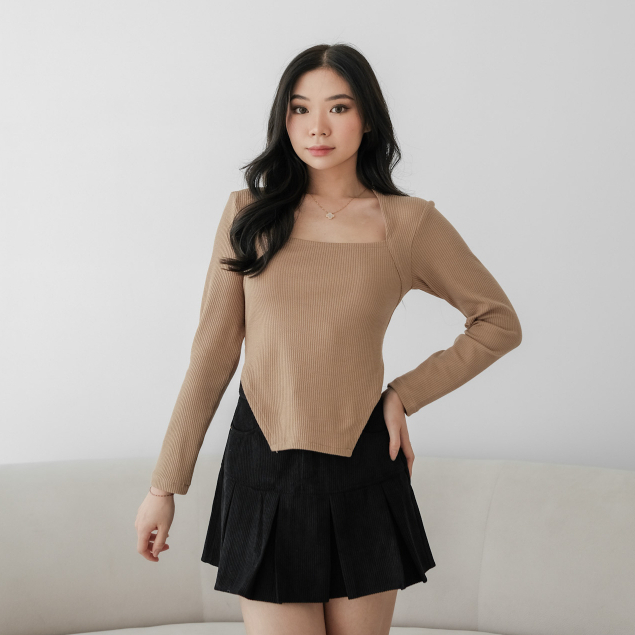 Jual [Tavia] Sooji Knit Top / Baju Wanita Lengan Panjang / Atasan Wanita / Atasan Basic Simple ...