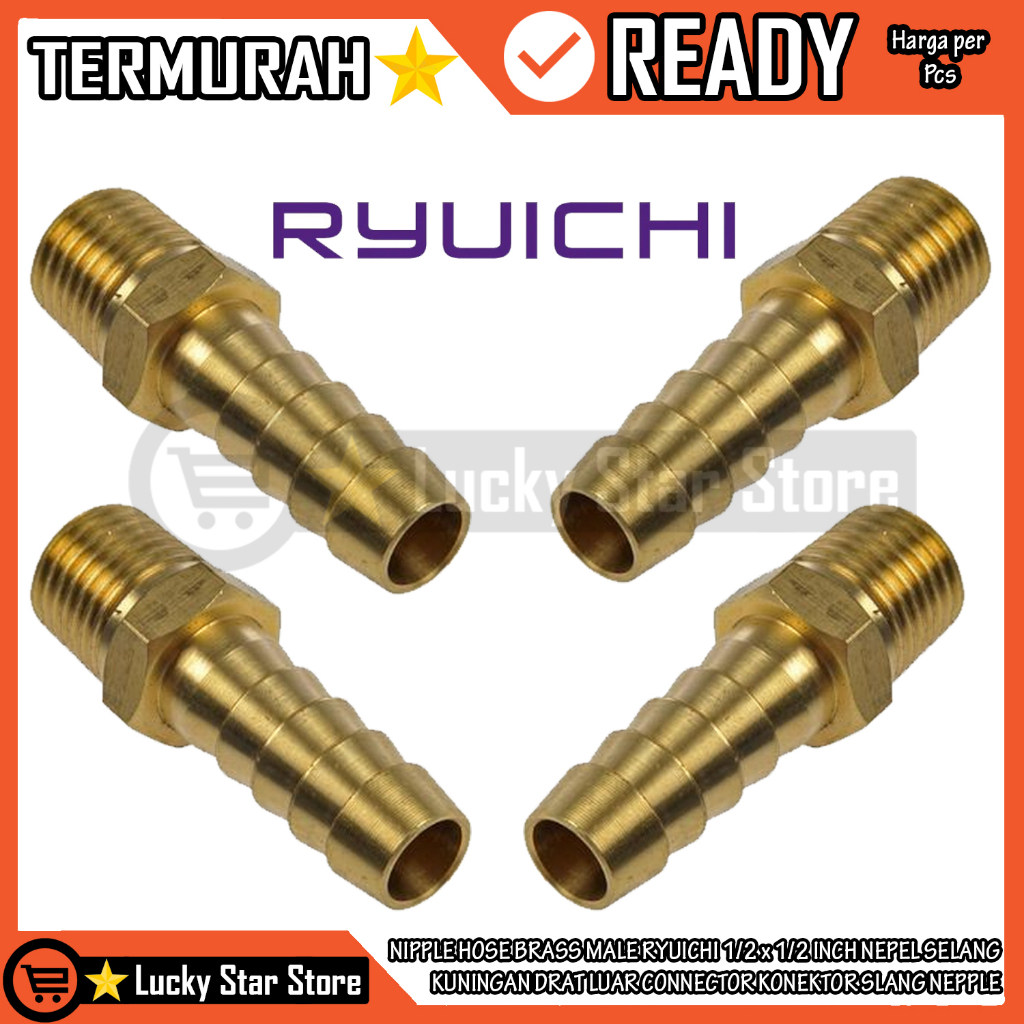 Jual Brass Male Nipple Hose Ryuichi 1 2 X 1 2 Inch Konektor Pipa
