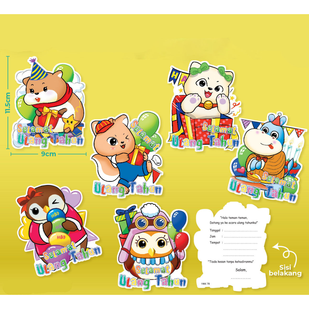 Jual YMK 78| Undangan Ulang Tahun Anak| Birthday Invitation Card (1 Pak ...