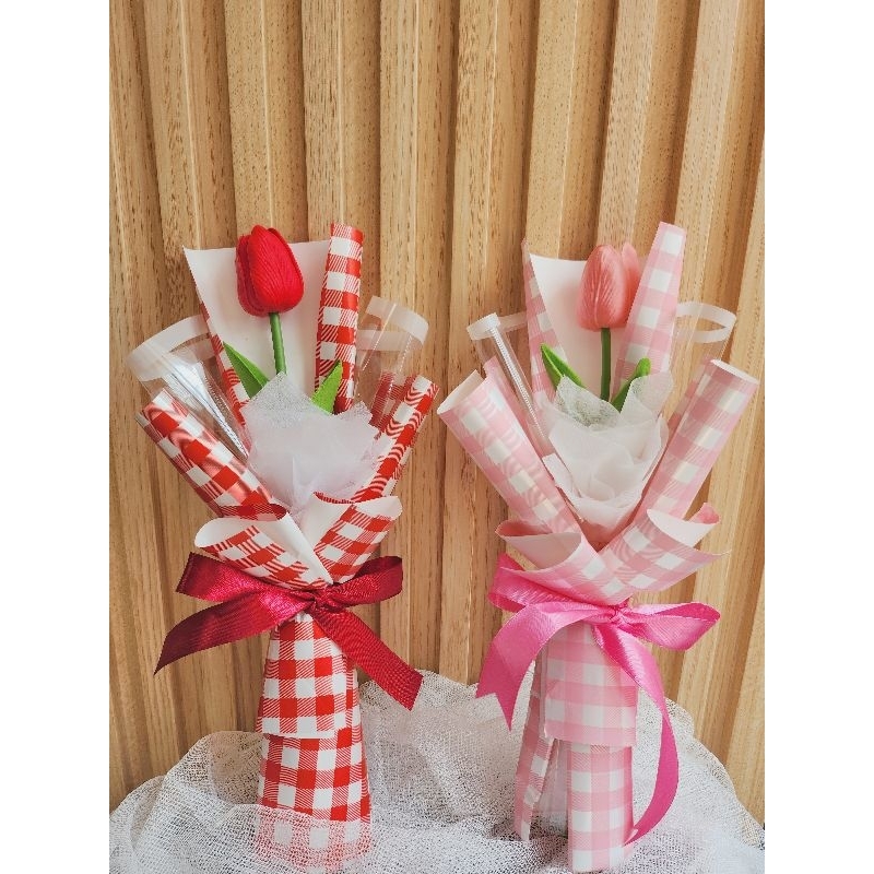 Jual (free kartu ucapan) buket bunga tulip single - flower bouquet ...
