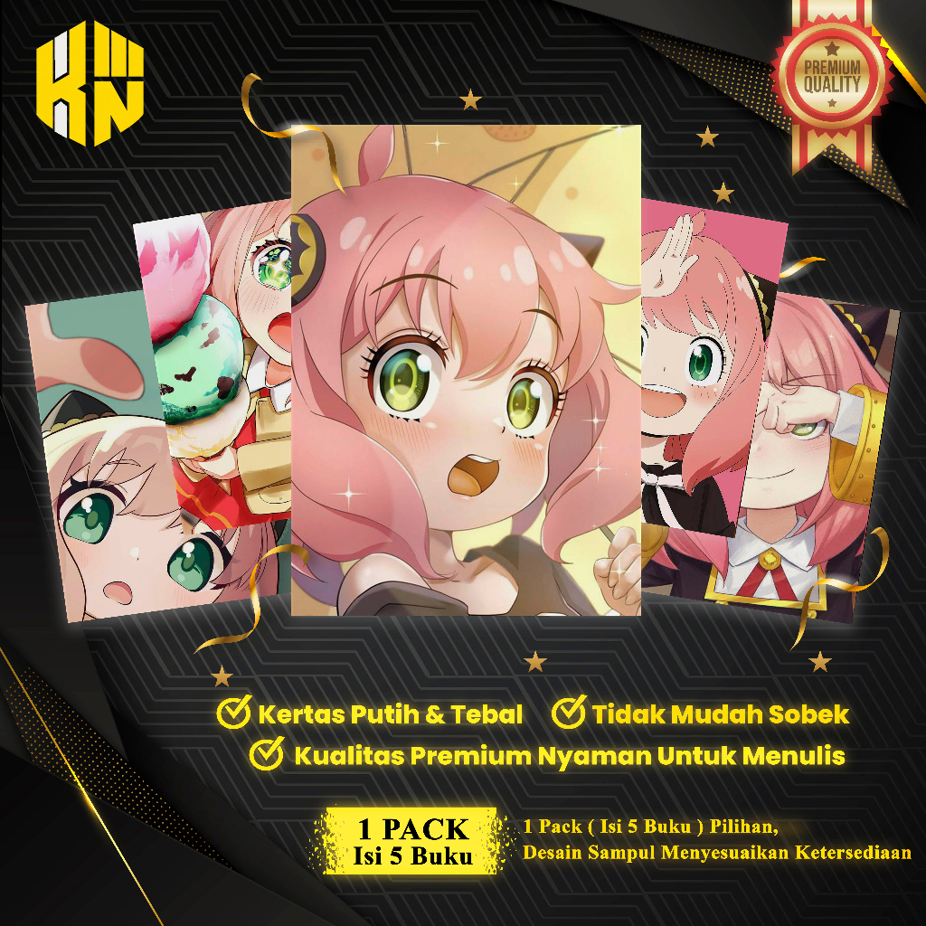 Jual KEN.IND - Buku Tulis Sekolah Custom Tema ANYA SPY X FAMILY Bergaris 38 Lembar 1 Pak Isi 5 ...