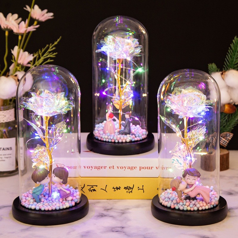 Jual Bunga Mawar Lampu LED GLASS DOME Beauty & The Beast Kado ...