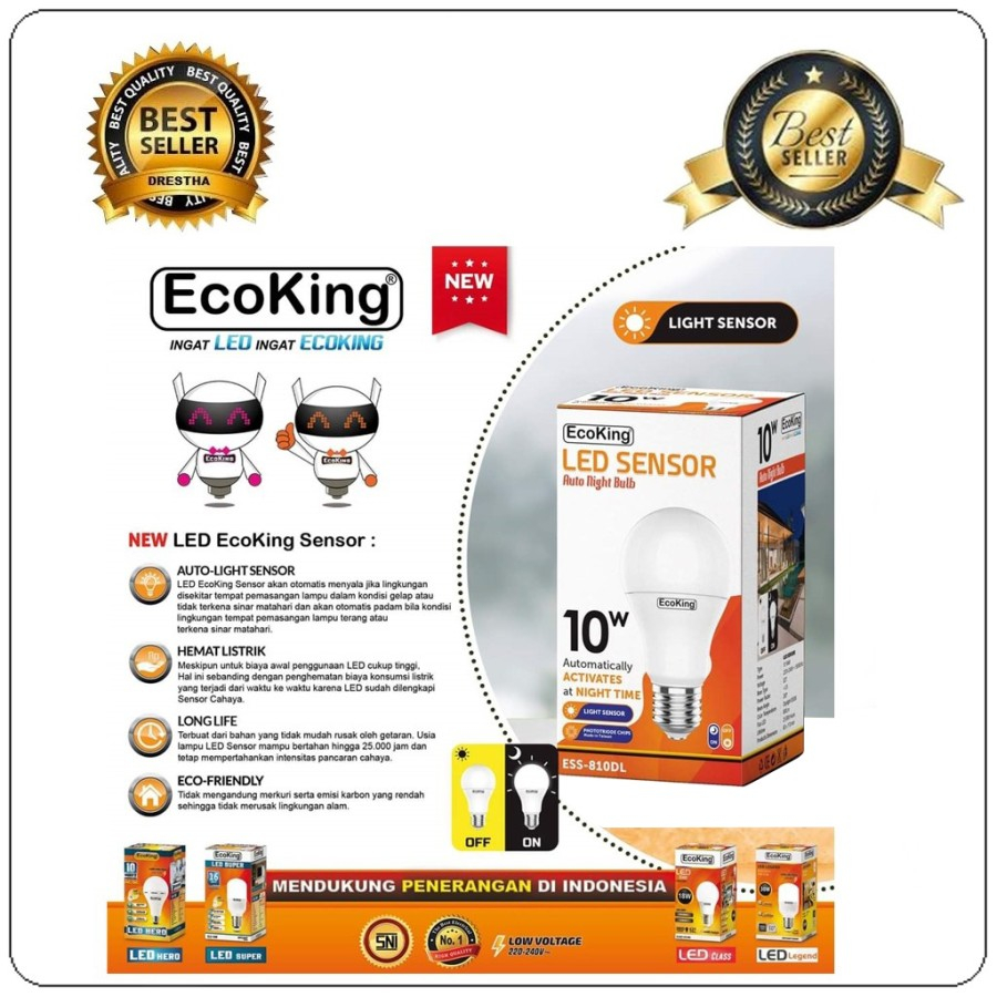 Jual Lampu LED Sensor Cahaya EcoKing Otomatis Malam 10 12 18 25 35 45 ...