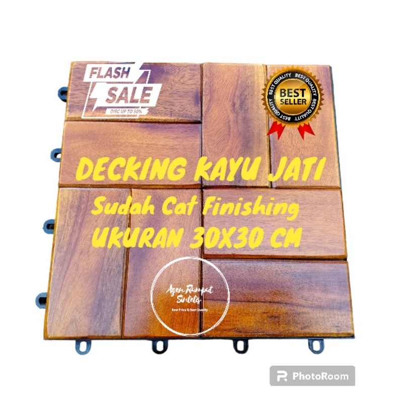 Jual DECKING TILE LANTAI KAYU JATI SUDAH VERNIS UKURAN 30X30 CM ...
