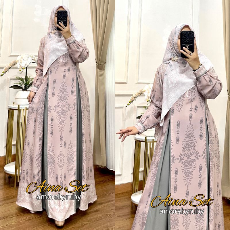 Jual AINA DRESS AMORE BY RUBY ORI DRESS MUSLIM BAJU WANITA DRESS BUSUI ...