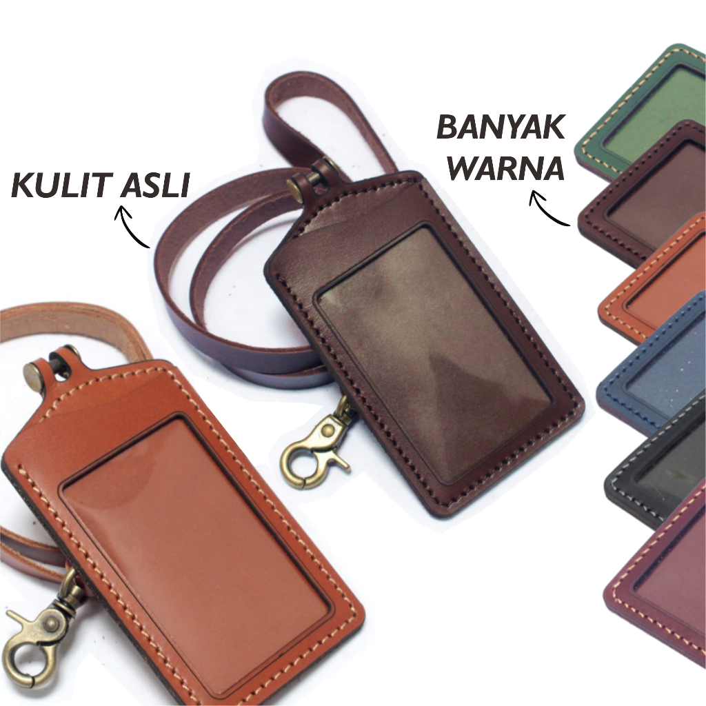 Jual gantungan dompet ID card kulit - tali id card holder - PHID830 ...