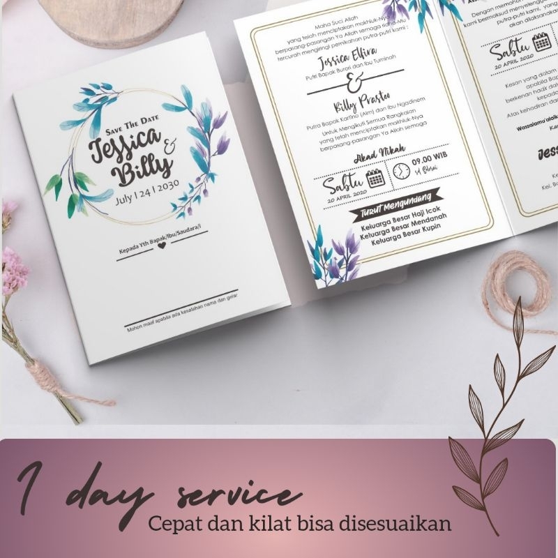 Jual JASMINE CARD 31 CETAK CEPAT UNDANGAN PERNIKAHAN MURAH UNIK FLORAL ...