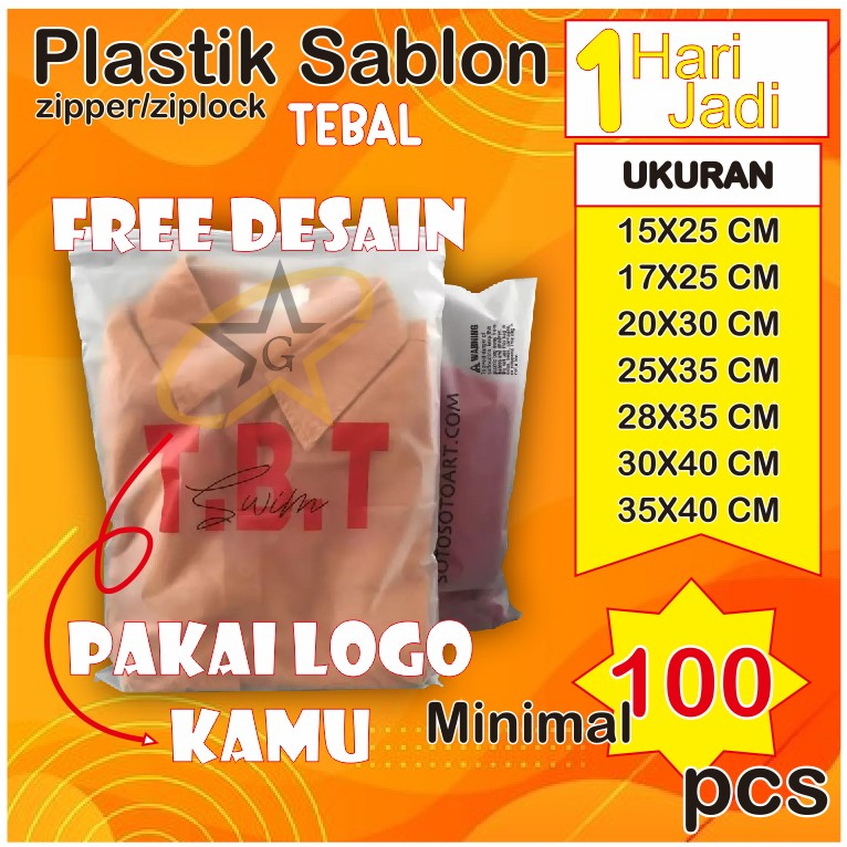 Jual plastik sablon zipper bag bebas logo atau tulisan / plastik hijab ...