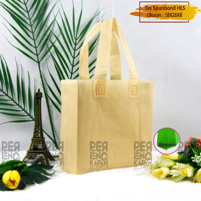 Jual HLS 65GSM Tas Spunbond Goodie Bag Laken Model Tali Ukuran 20x25x8 Tebal Polos | Shopee ...