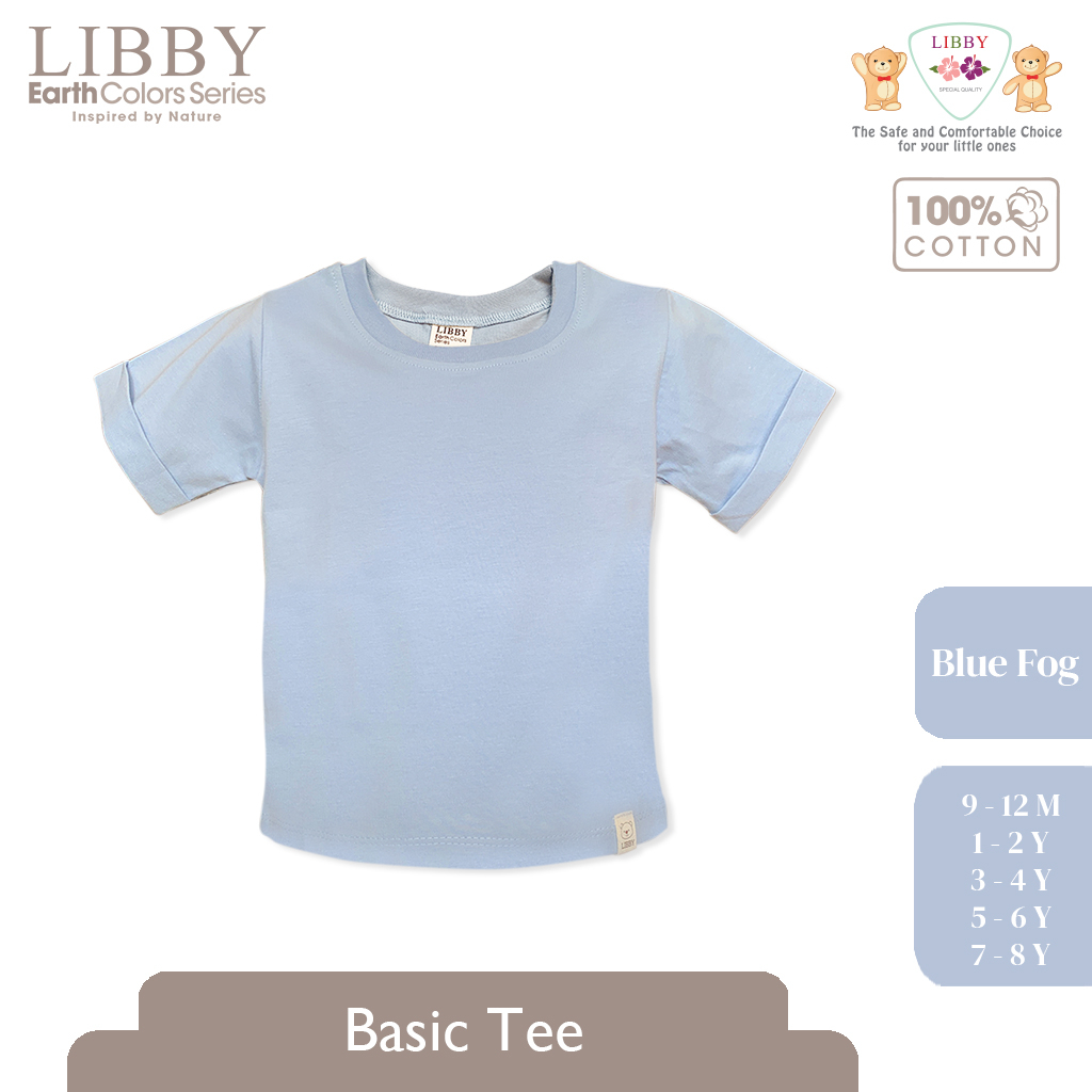 Jual LIBBY Earth Kaos Atasan Polos Katun Anak Unisex 9 Bulan - 12 Tahun Basic Tee Seri 2 (1PCS ...