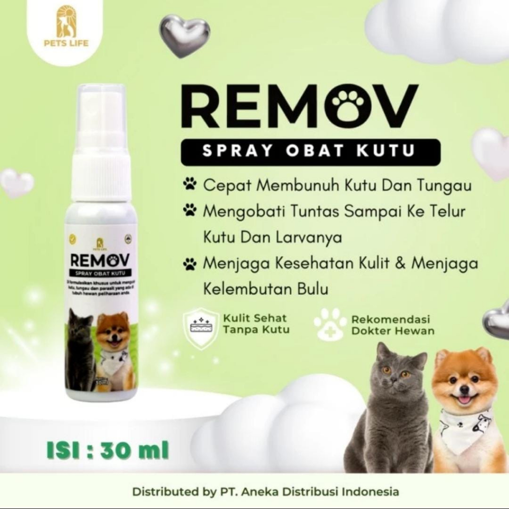 Jual REMOV Spray Obat Kutu Kucing Dan Anjing 30ml | Shopee Indonesia