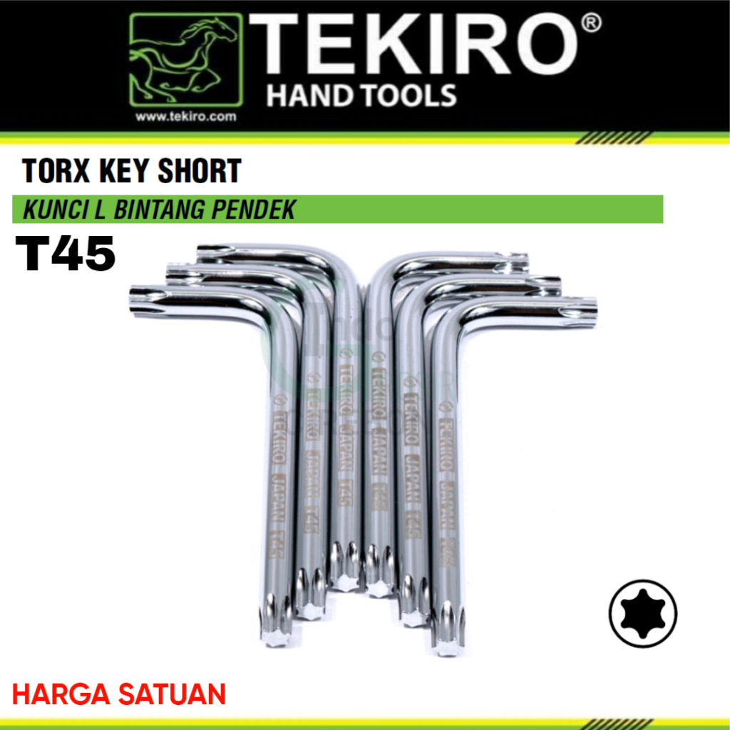 Jual TEKIRO Kunci L Bintang T45 Pendek Torx Key Short TANPA Lubang ...