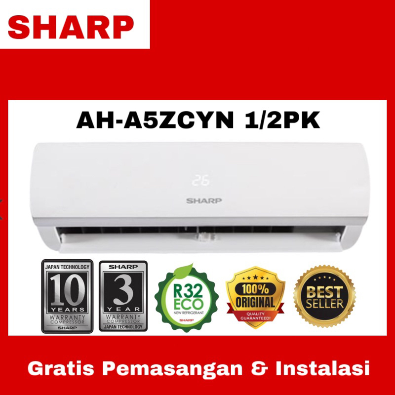 Jual AC SHARP 1/2 PK AH-A5ZCY Free Pemasangan (Free Ongkir Serang Banten) | Shopee Indonesia