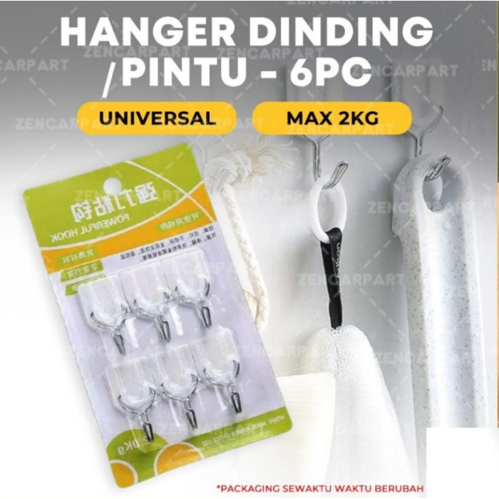 Jual GANTUNGAN DINDING 1 set ISI 6 pcs Hook Hanger Tempel Multifungsi ...