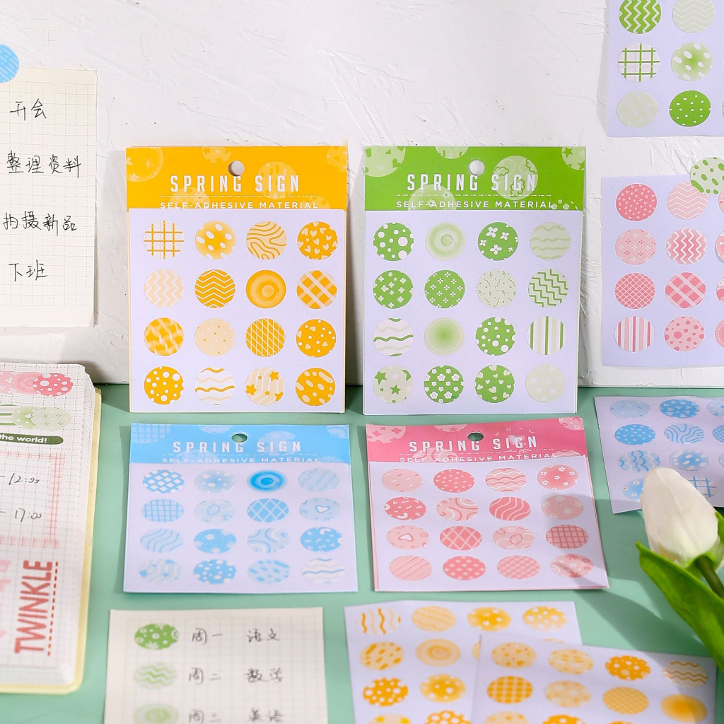 Jual Sticker Dot Bulat SPRING SIGN Pattern Deco Photocard Sticker ...