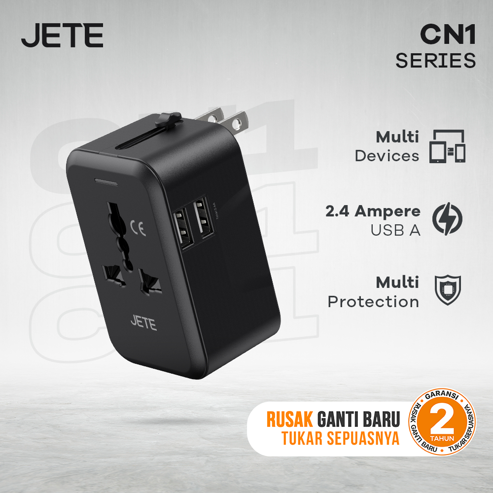 Jual JETE CN1 Universal Travel Adapter Dual Output USB JETE CN1 ...