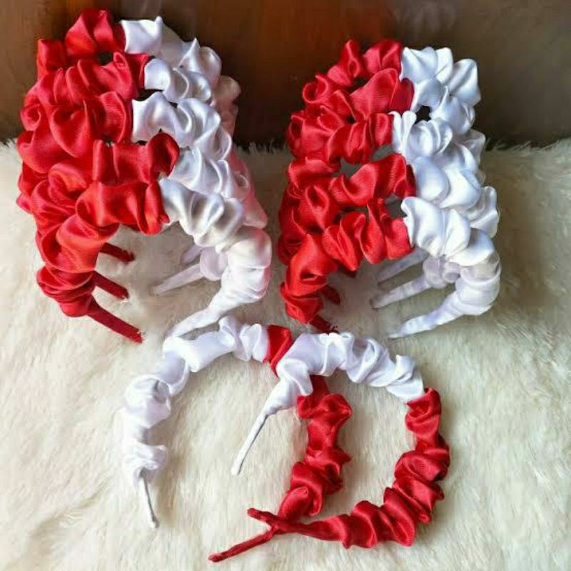Jual Bando Scrunchie Merah Putih/Bando Nagita/Bando Ala Korea 2 Warna ...