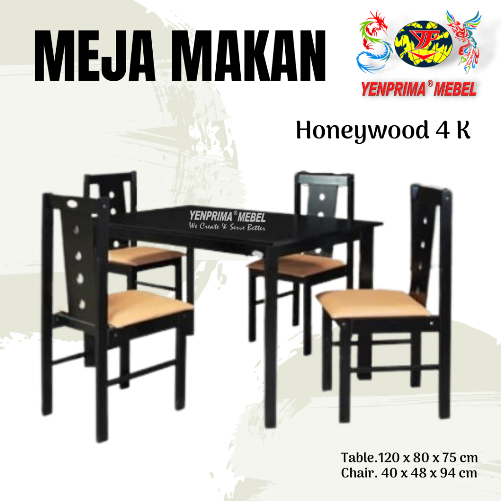 Jual Meja Makan Honeywood 4 Kursi / Meja Makan Kayu / Meja Makan / Meja | Shopee Indonesia