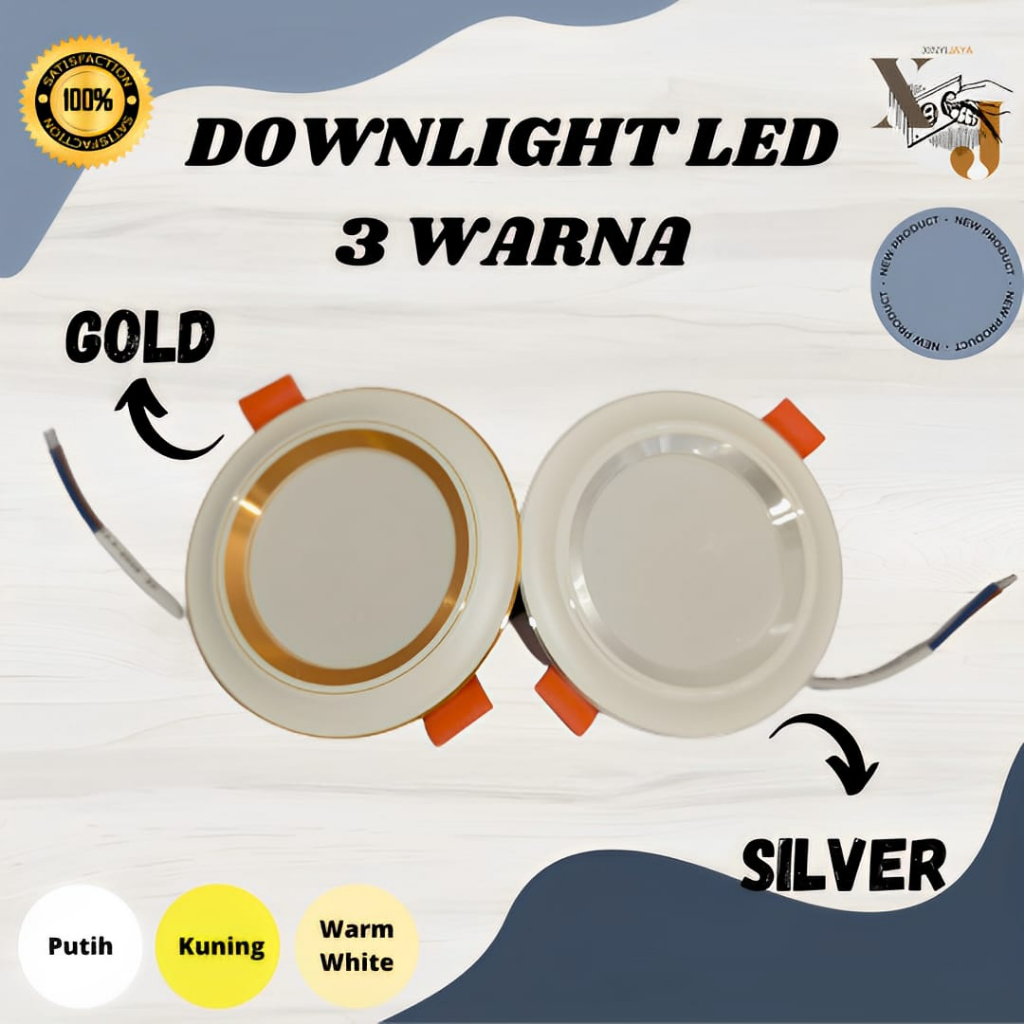 Jual Downlight LED 3 Warna 5 Watt Gold/ Silver | Shopee Indonesia