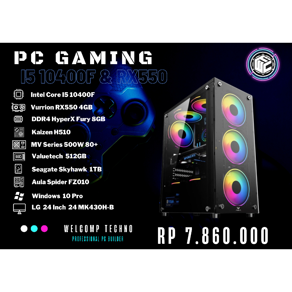 Jual Komputer PC Gaming Rakitan Intel Core I5 10400F / Ram DDR4 8Gb / VGA 4Gb Rx550 / SSD 512Gb ...