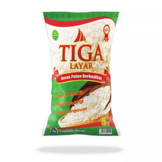 Jual Beras Pulen Premium cap tiga layar kemasan curah per Kg | Shopee ...