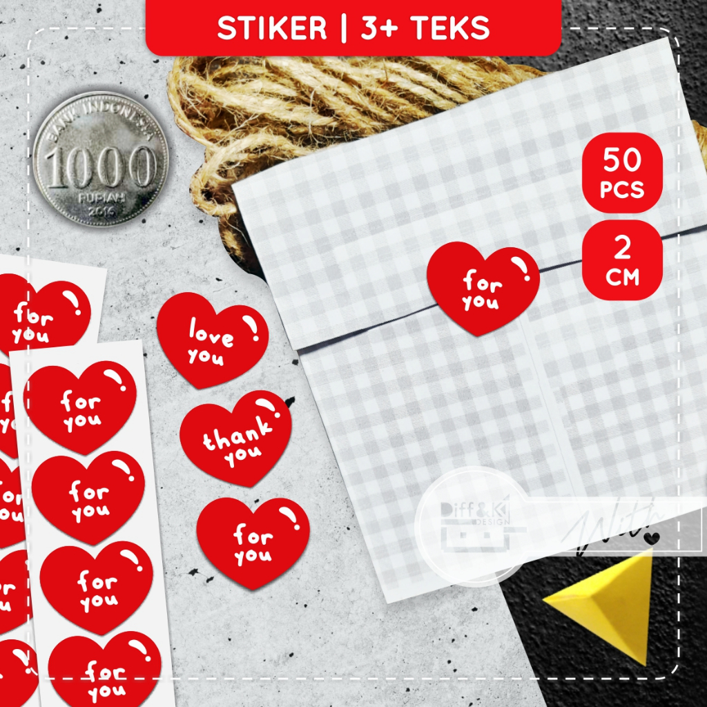 Jual Label Stiker Love Hati Heart Merah Kecil Mini dengan Variasi Teks ...