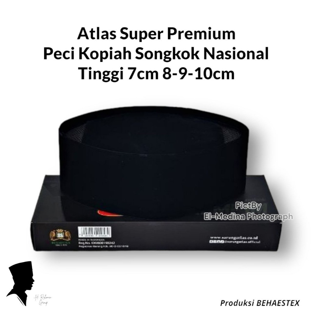 Jual Kopiah Hitam Atlas Premium AC Tinggi 7 8 9 10cm Peci Halus Lengkap Ukuran Anak Dan Dewasa ...