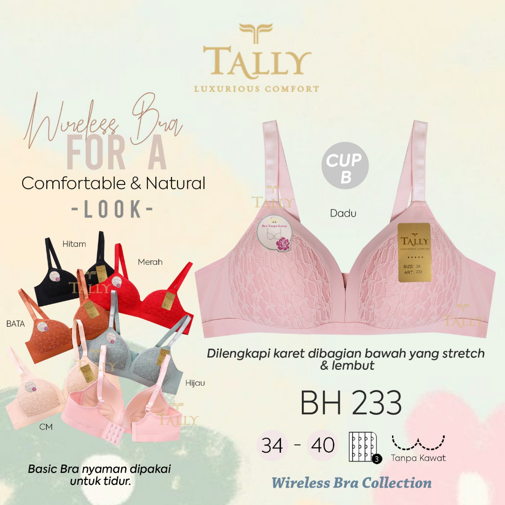 Jual Bh Bra Tally 4204 , 233 Cup B 34-38 Kait 3 V Busa Sedang Tanpa ...