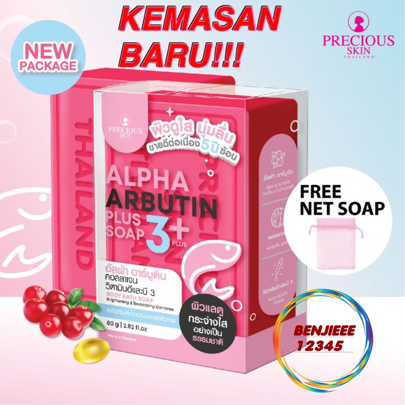 Jual alpha arbutin Soap Precious skin 3 plus collagen whitening sabun pemutih badan body batang ...