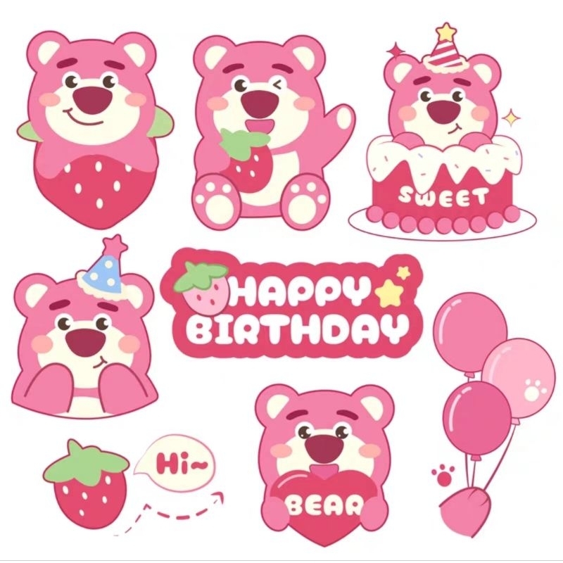 Jual topper lotso /topper happy birthday /topper pink /topper anak ...