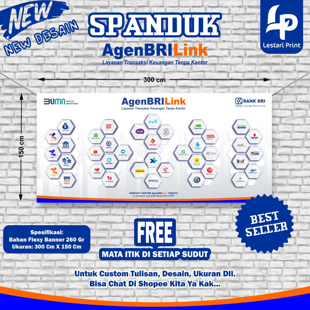 Jual NEW DESAIN SPANDUK AGEN BRILINK 300 CM X150 CM / BANNER AGEN ...
