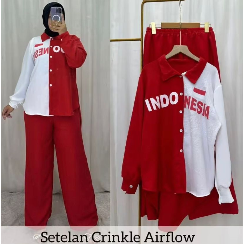 Jual Bsju Celama Kekinian Stelan Dewasa Terbaru 2025 Oneset Merah Putih ...