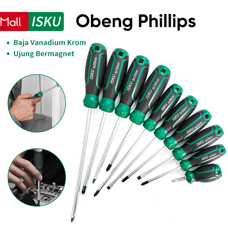 Jual ISKU Obeng Plus Minus Magnet/Screwdriver Sets Alat Perkakas obeng set | Shopee Indonesia